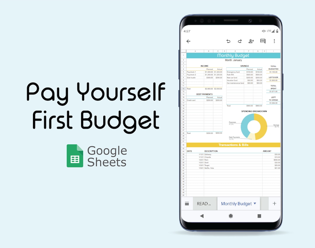 Pay Yourself First Budget Spreadsheet | Minimalist Worksheet | Savings ...
