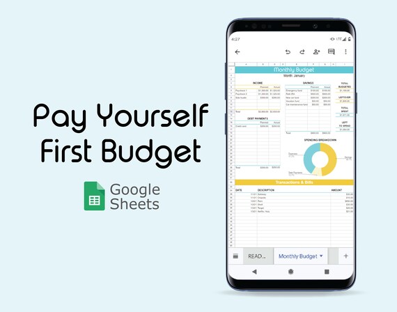 Pay Yourself First Budget Spreadsheet Minimalist Worksheet | Etsy