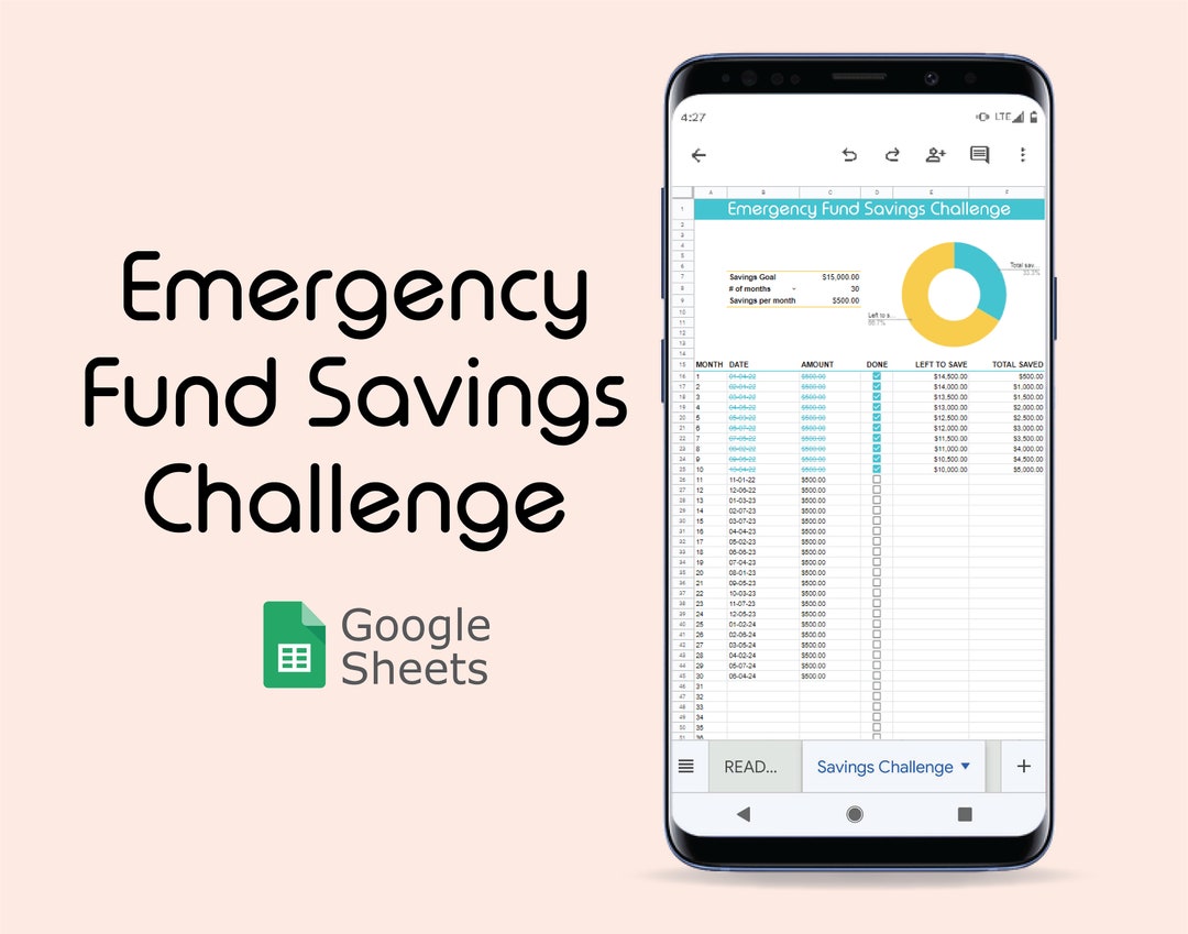 Emergency Fund Savings Challenge | Budget Worksheet | Financial Planner ...