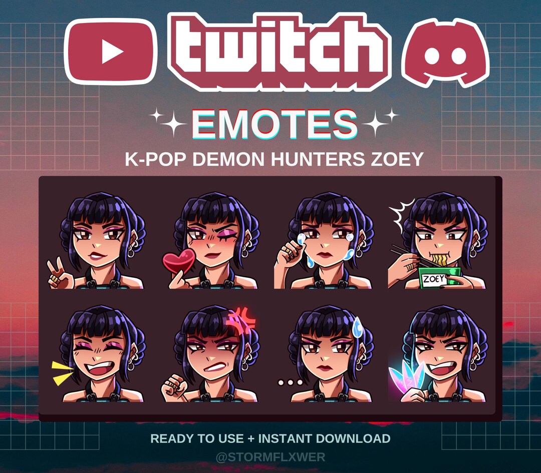 Zoey Kpop Demon Hunter Emotes | Premade | Twitch | Discord | Youtube ...