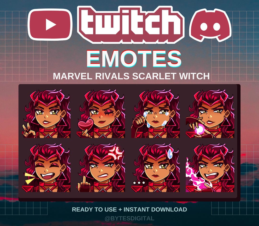 Scarlet Witch Marvel Rivals Emotes | Premade | Twitch | Discord ...