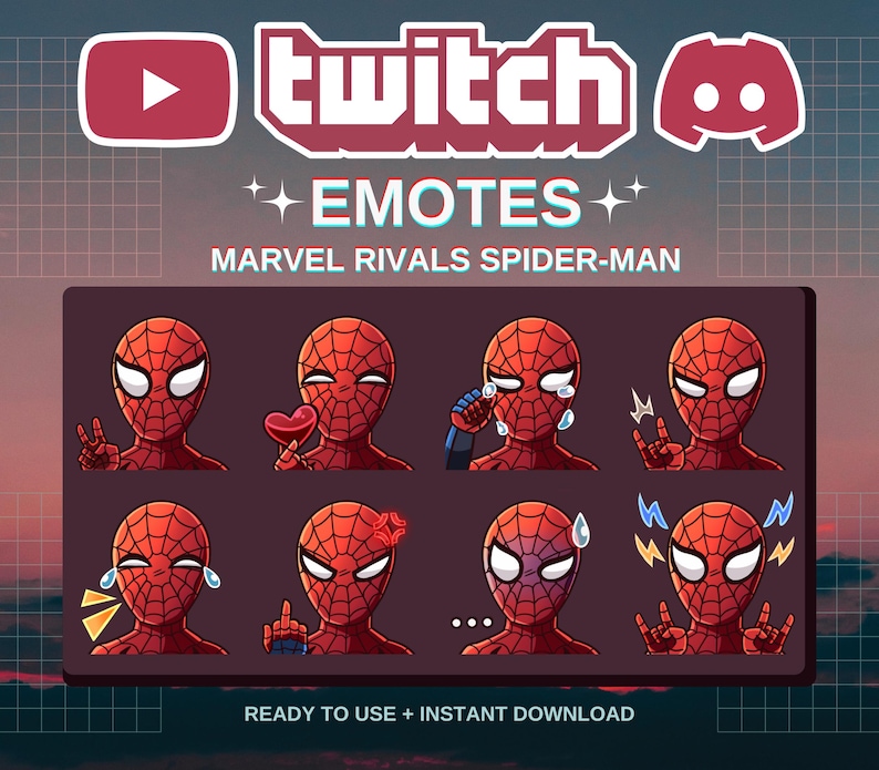 Spiderman Marvel Rivals Emotes | Premade | Twitch | Discord | Youtube ...
