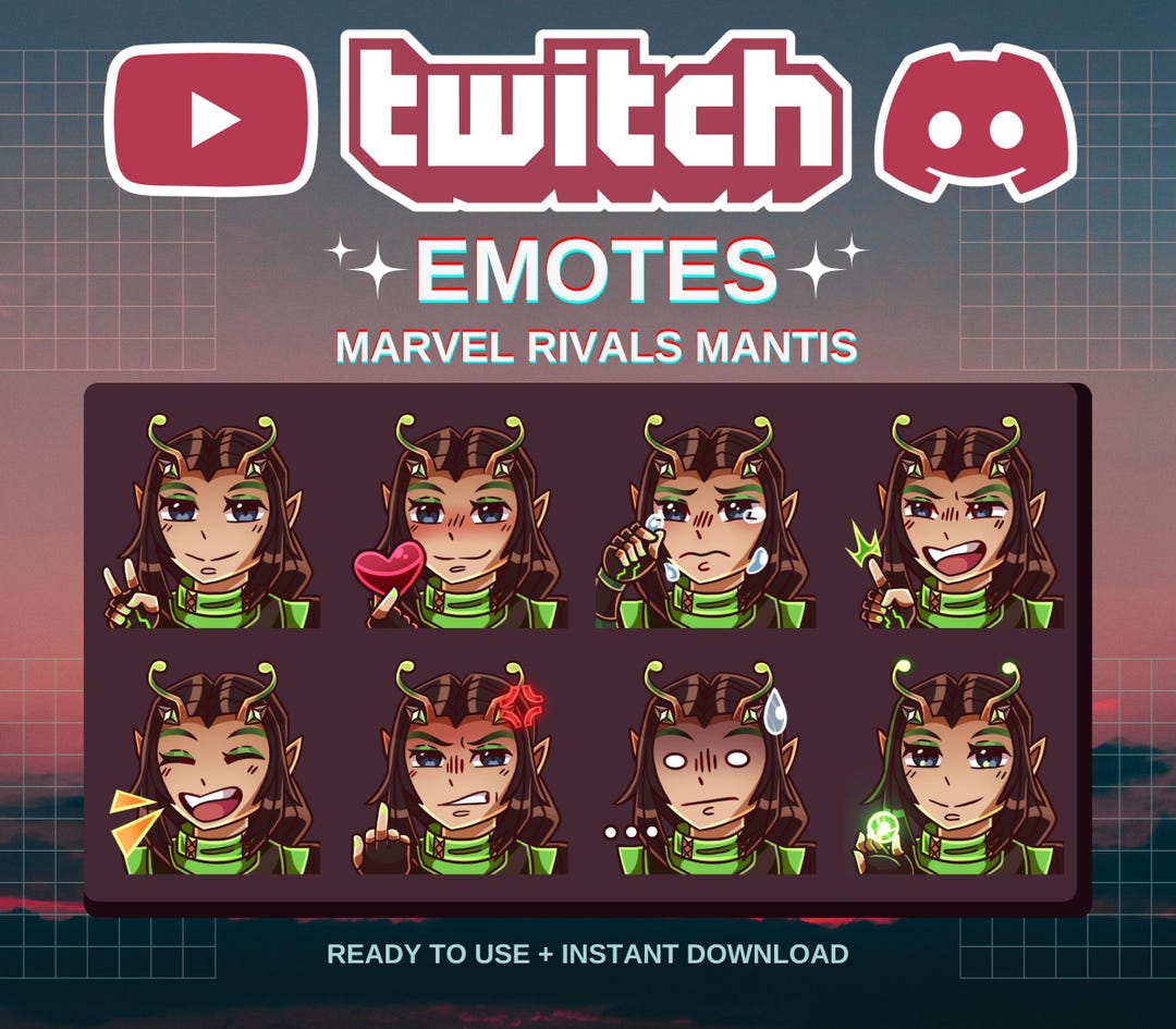 Mantis Marvel Rivals Emotes | Premade | Twitch | Discord | Youtube ...