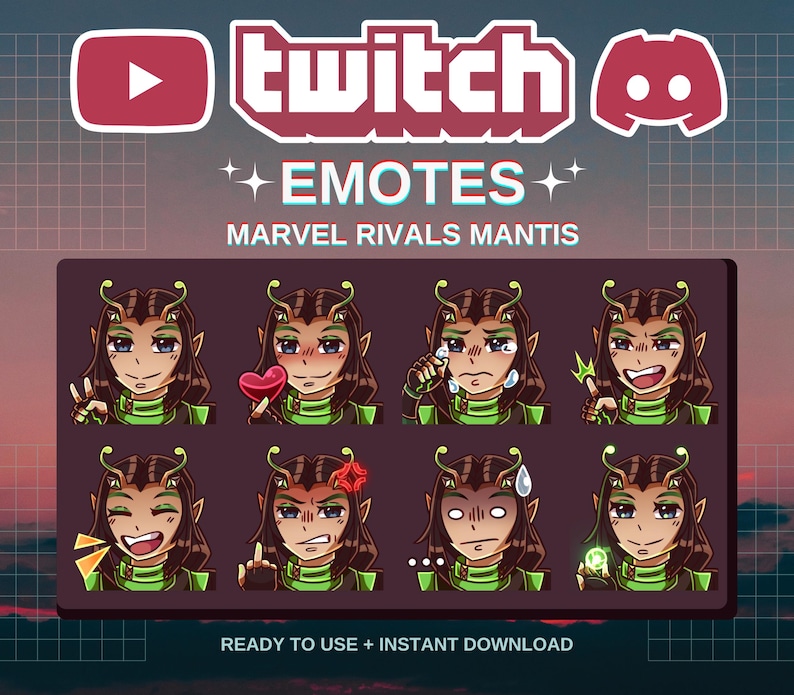 Mantis Marvel Rivals Emotes | Premade | Twitch | Discord | Youtube ...