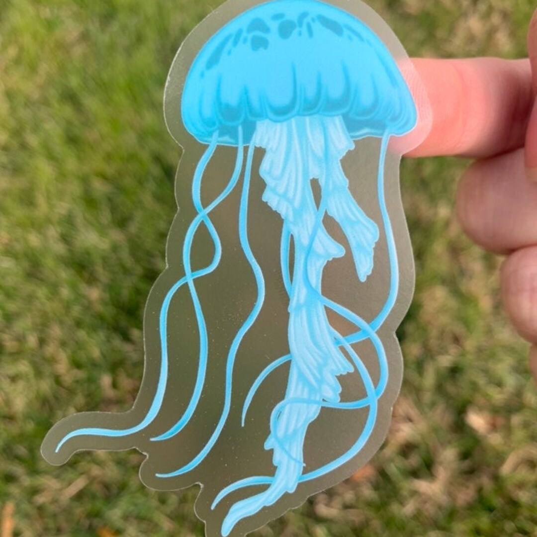 Blue Jellyfish Sticker | Clear Sticker | Jellyfish | Water Resistant ...
