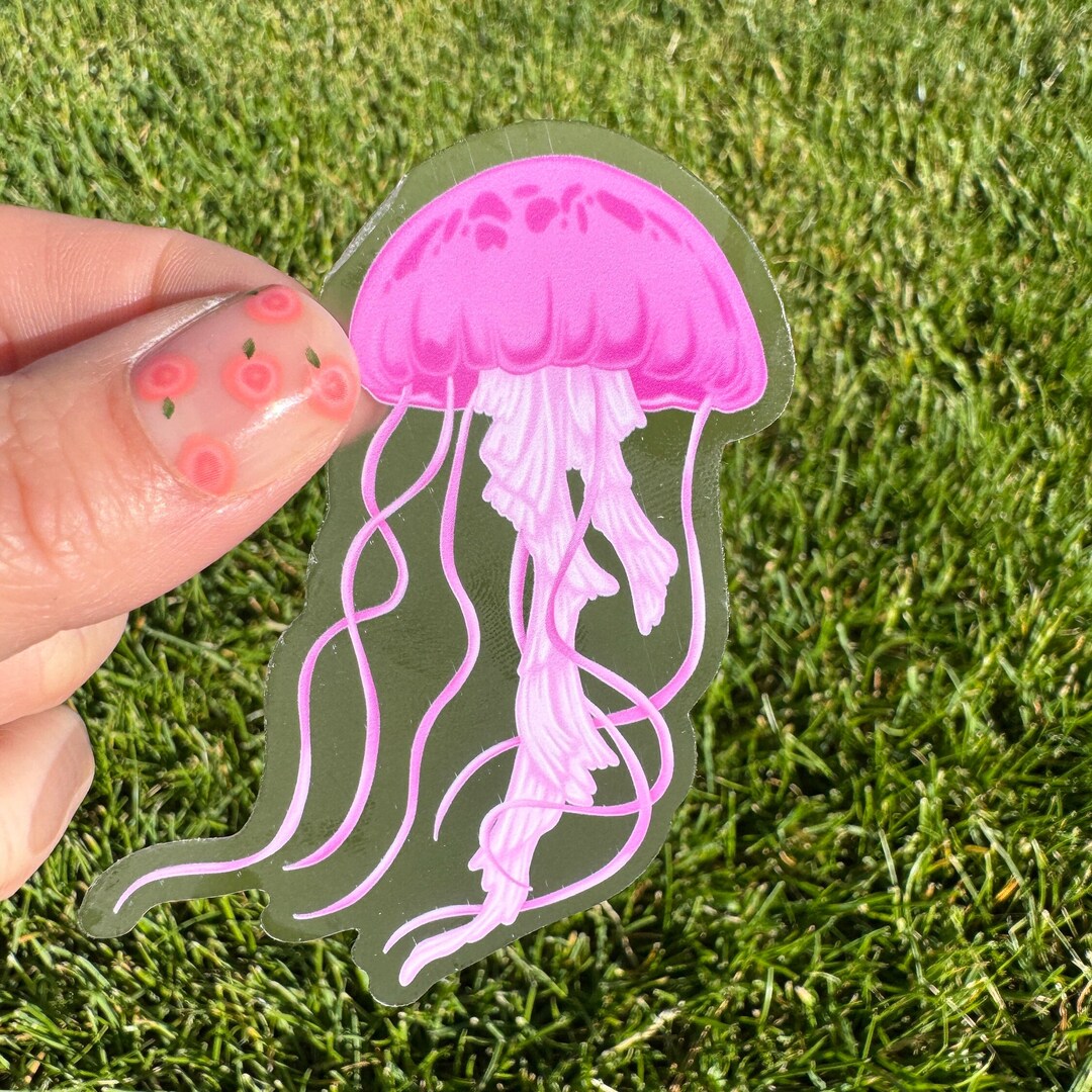 Pink Jellyfish Sticker | Clear Sticker | Jellyfish | Water Resistant ...