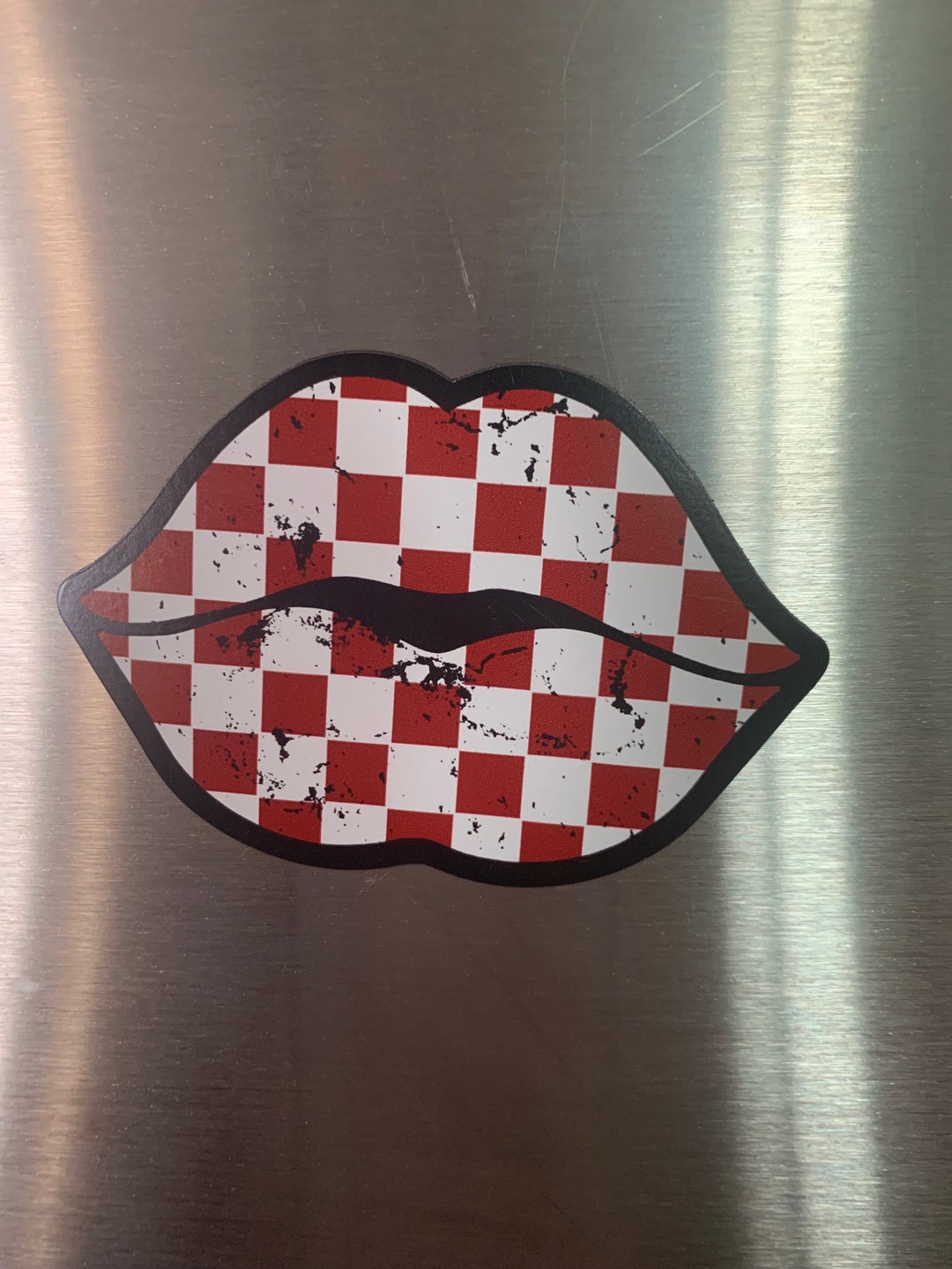 Checkered Lips Magnet Checkered Lips Refrigerator Magnet - Etsy