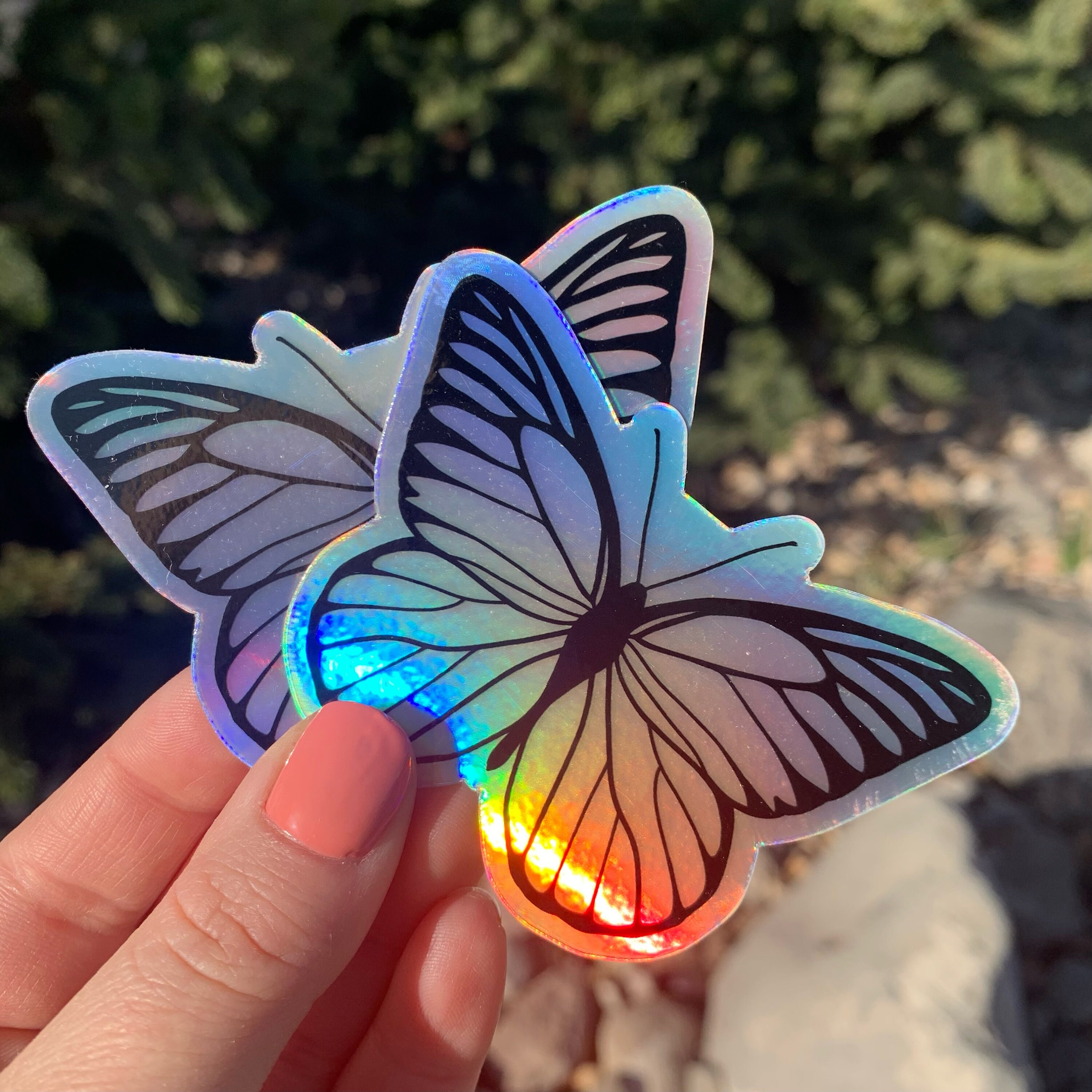 Holographic Butterfly Sticker Water Resistant Sticker Holographic - Etsy