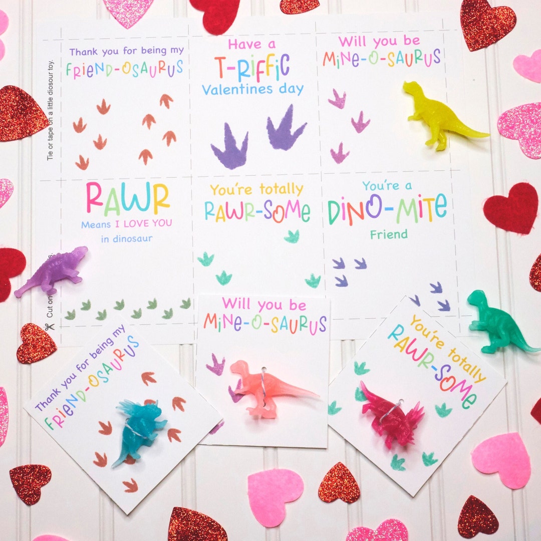 PRINT YOUR OWN Fun Dinosaur Valentine Digital Download- 6 Different ...