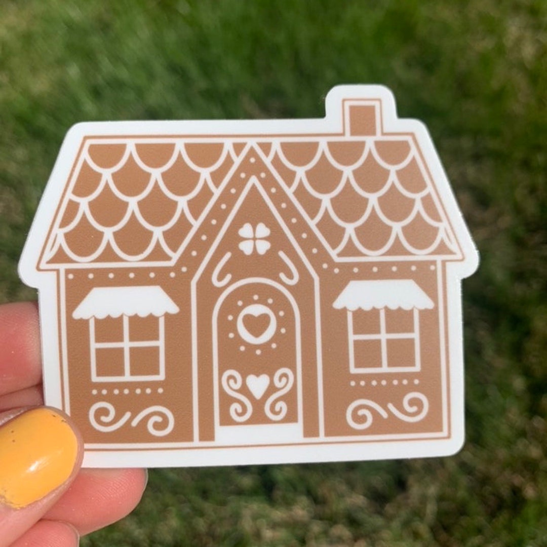 Gingerbread House Sticker - Waterproof Sticker- Christmas- Gingerbread ...