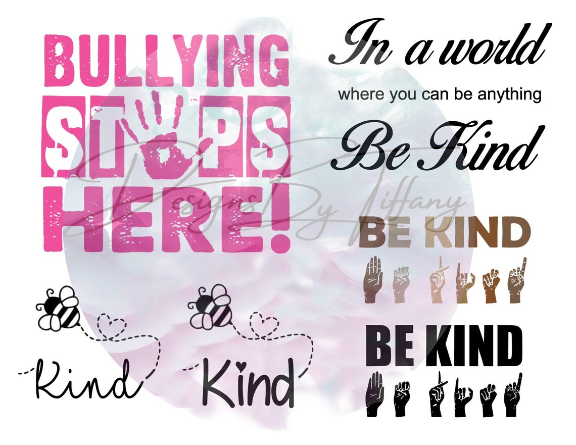6 Pink Shirt Day SVG PNG JPEG Anti Bullying Be Kind Bully Digital ...