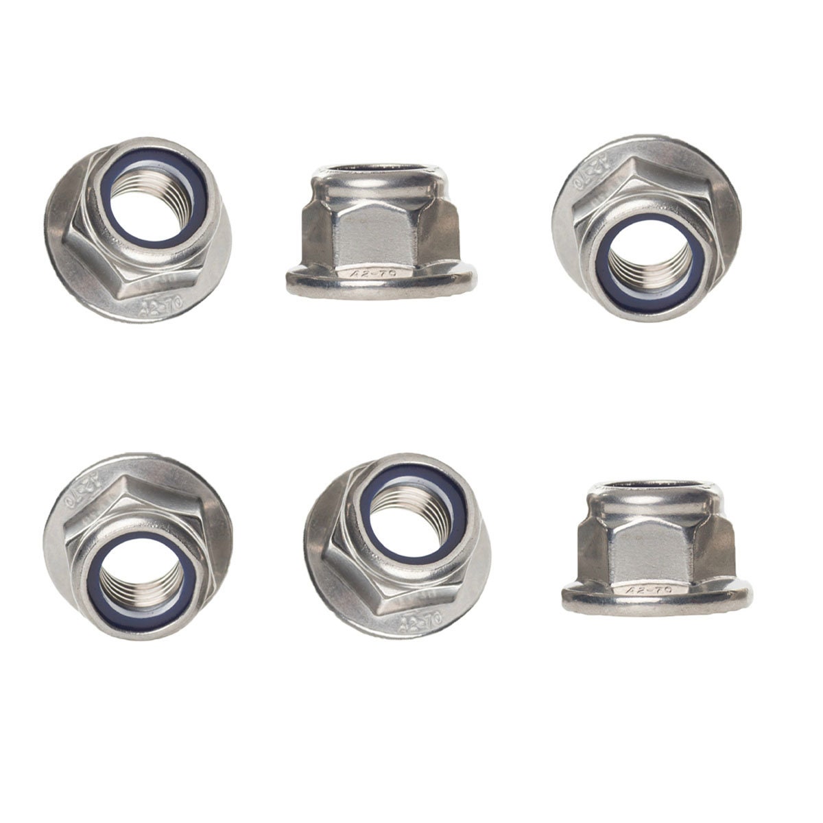 M8x1.25mm A2 Nyloc Stainless Steel Nylon Insert Serrated Flange Lock ...