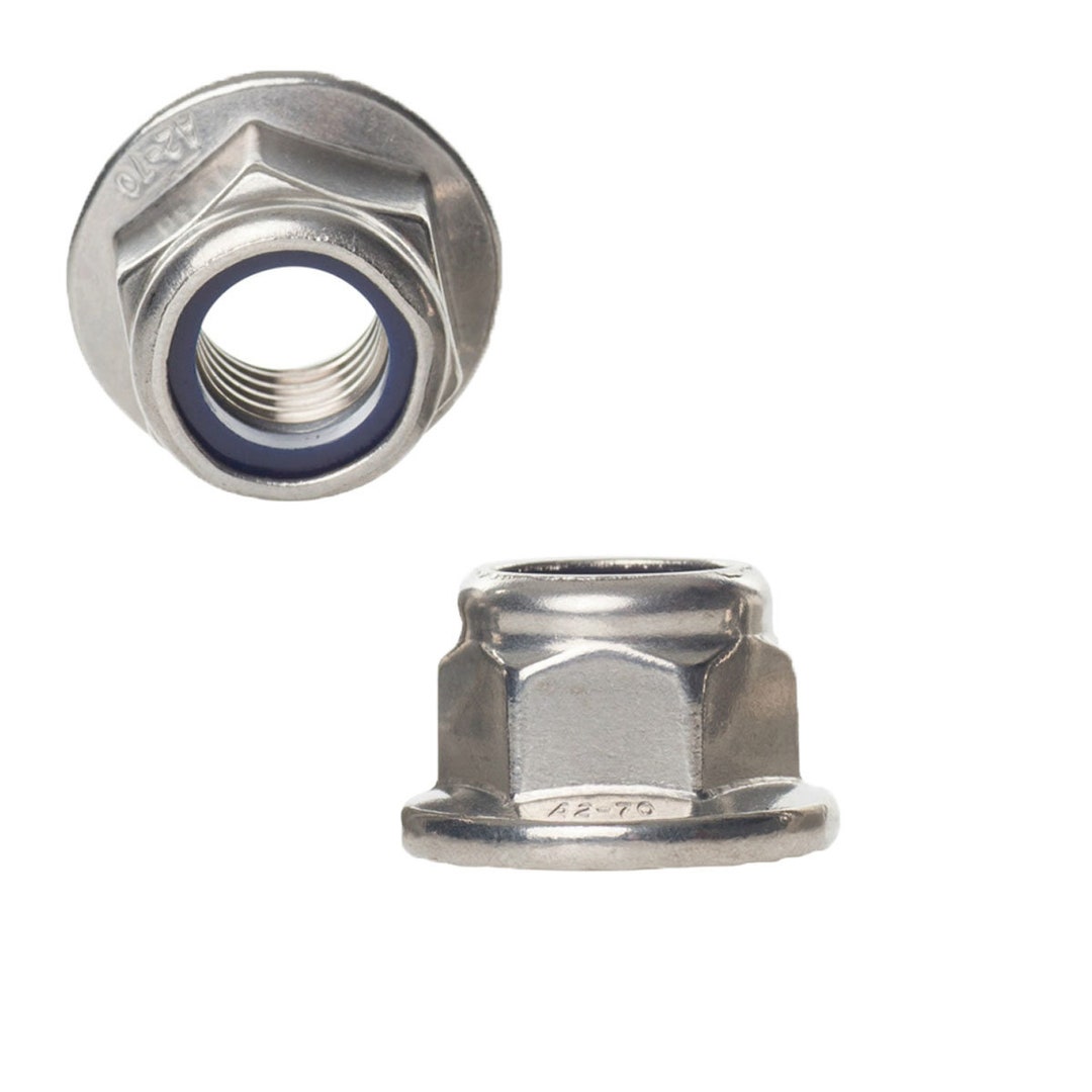 M8x1.25mm A2 Nyloc Stainless Steel Nylon Insert Serrated Flange Lock ...