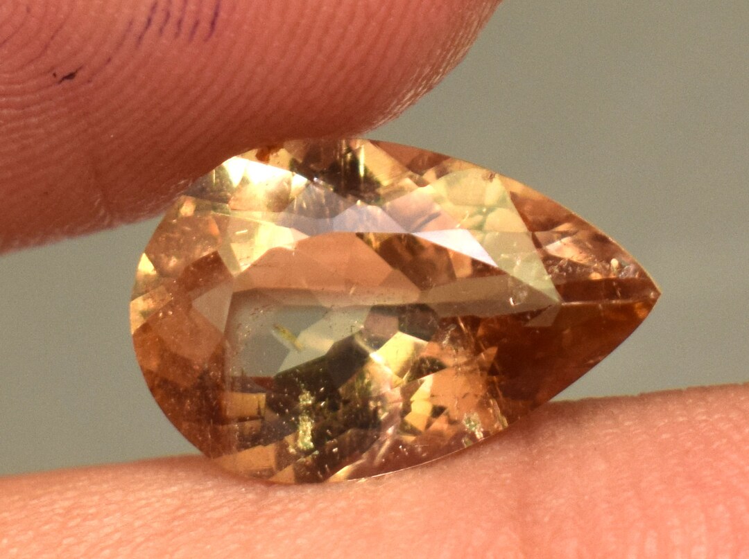 Genuine Imperial Topaz Gemstone From Brazil Certified Pear Cut 4.15 Ct ...