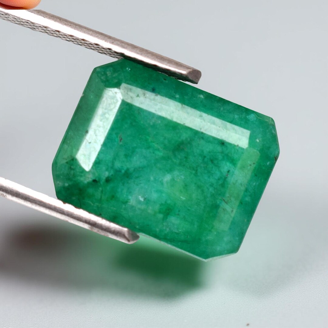 Natural Emerald Gemstone 8.80 Ct Emerald Cut From Zambia Color Enhance ...