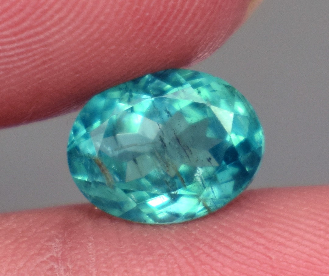 Natural Certified Paraiba Blue Apatite Gemstone 1.60 Ct Oval Cut Loose ...