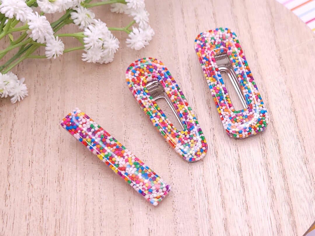 Rainbow Sprinkle Resin Barrette, Fun Hair Clip - Etsy