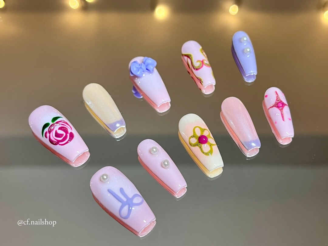 Melanie Martinez - Carousel 3d Press on Nails, Bow Nails, Princess ...