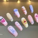 Pink Carousel 3d Press on Nails, Extra Short Press on Nails, Bow Nails ...
