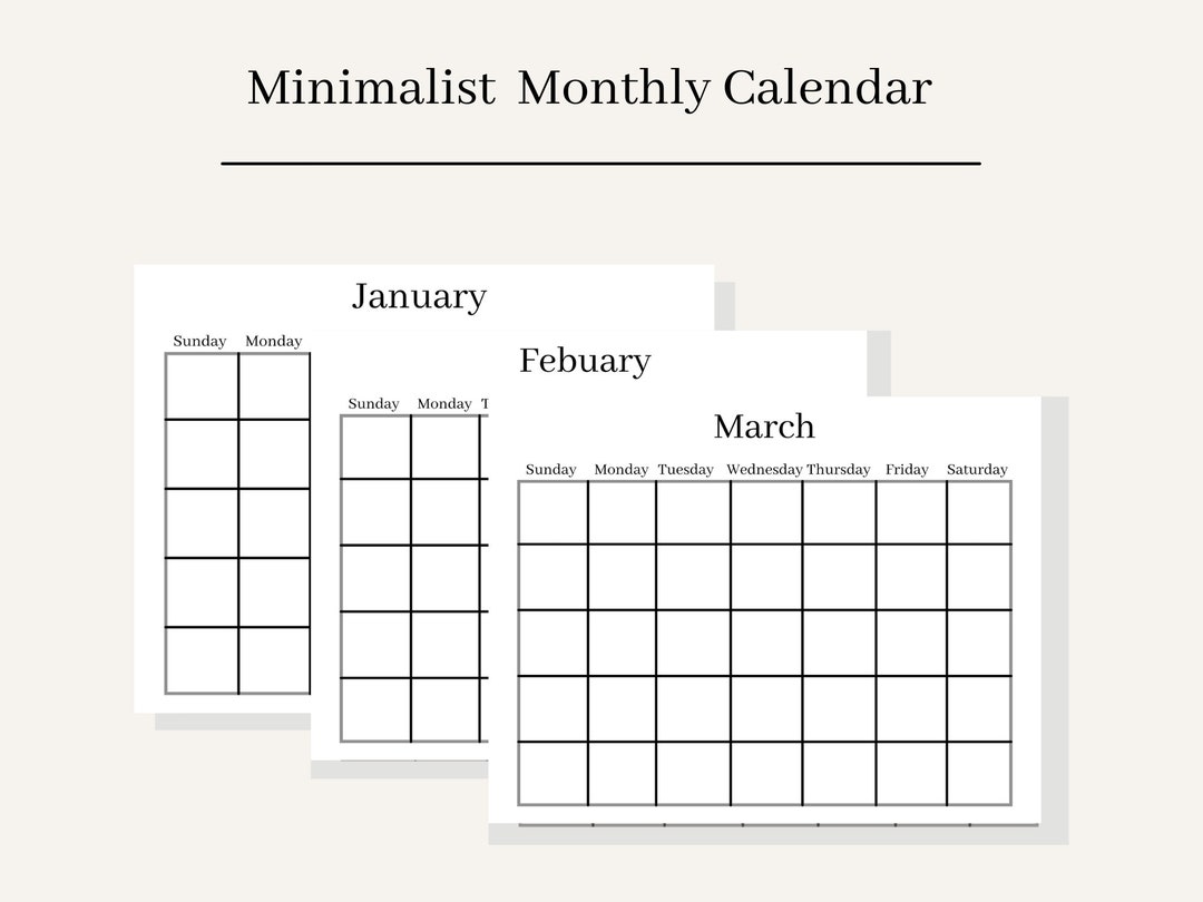 Minimalist Monthly Calendar - Etsy