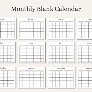 Sunday to Monday Blank Calendar - Etsy