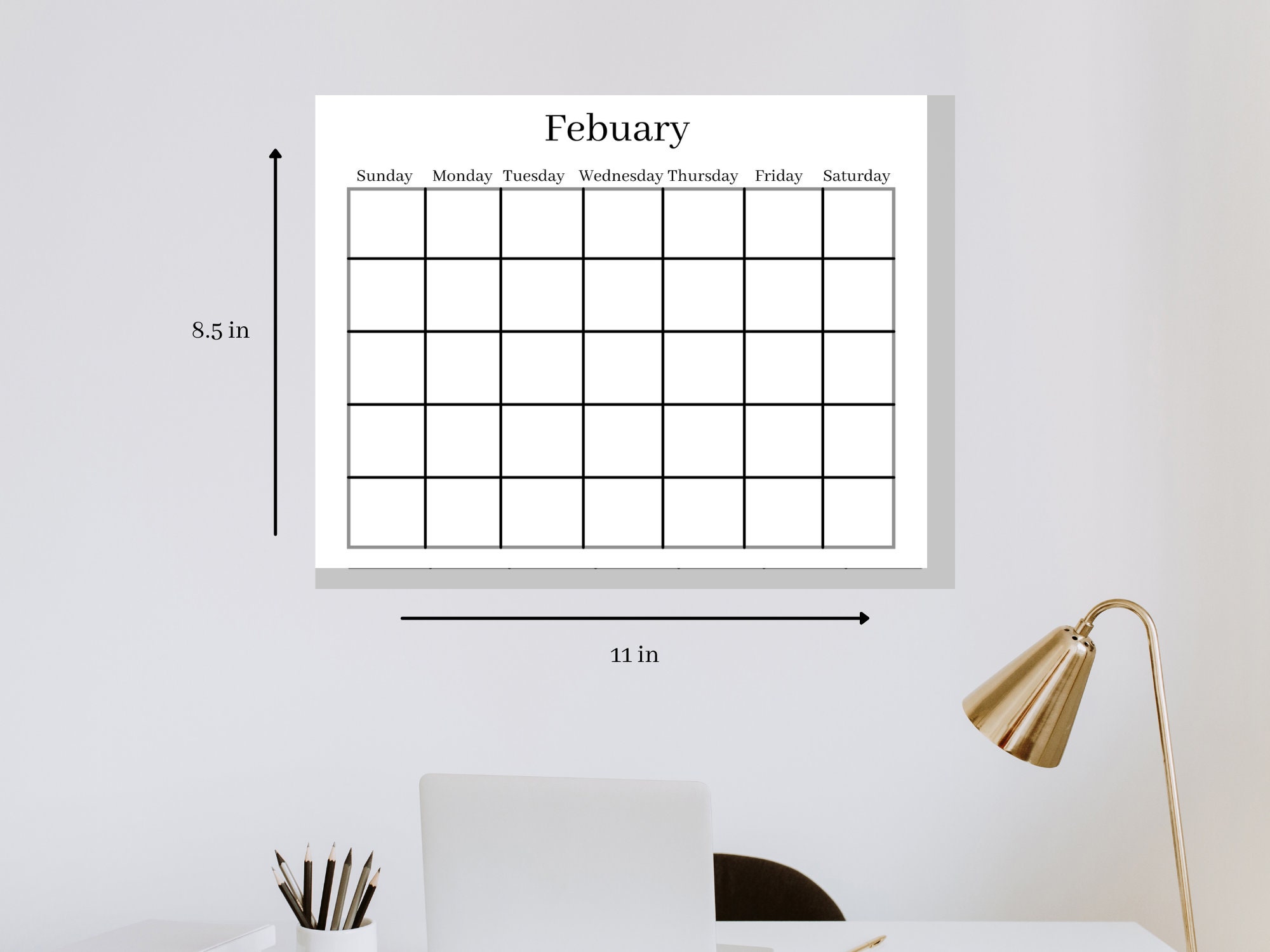 Minimalist Monthly Calendar - Etsy