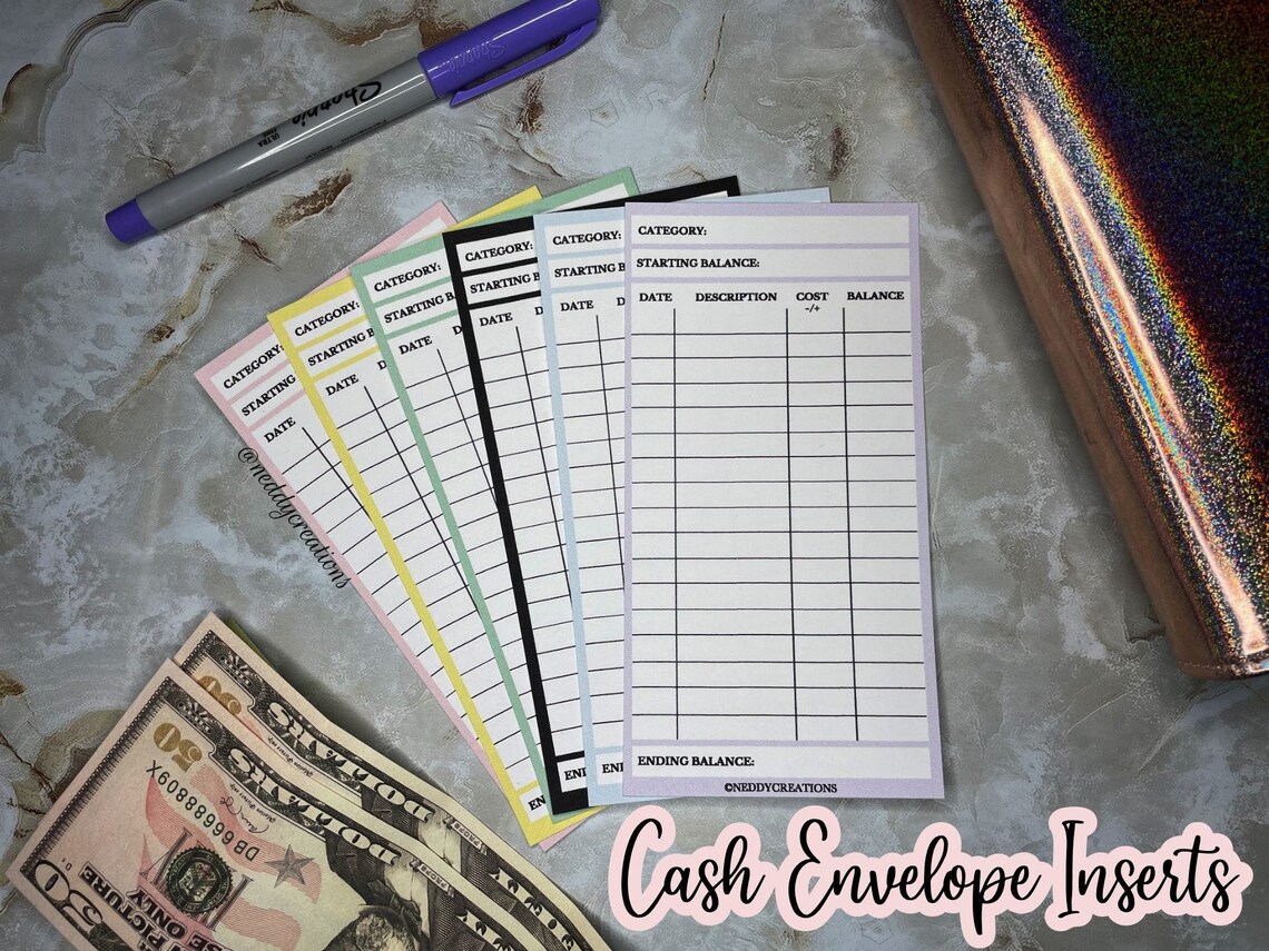 Cash Envelope Insert Cash Tracker A6 Cash Tracker Cash - Etsy