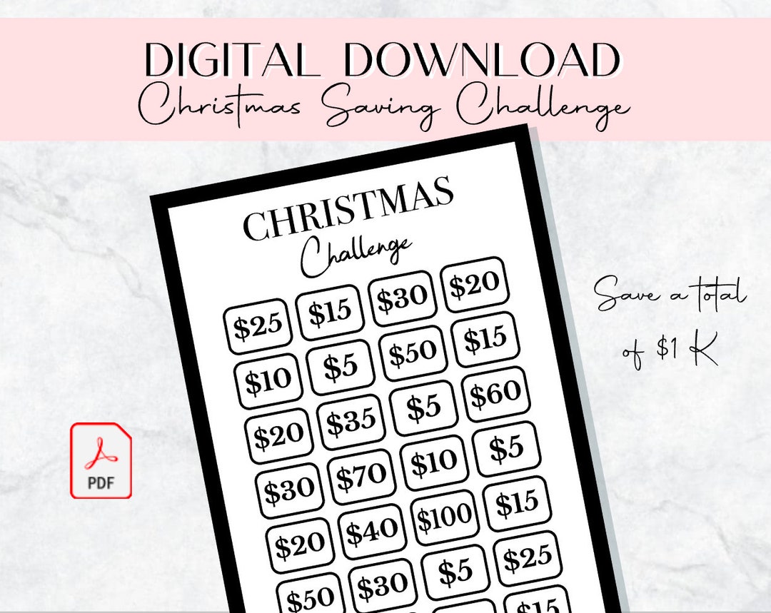 Christmas Saving Challenge, Savings Challenge Printable, Savings ...