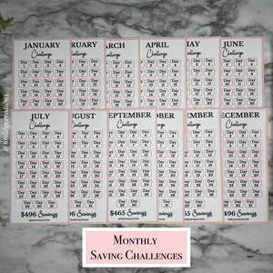 12 Month Savings Challenge, Monthly Savings Challenge, Savings ...