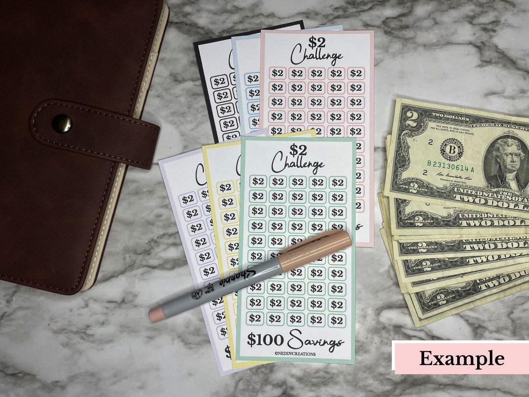 2 Dollar Savings Challenge, Savings Challenge Envelopes, Savings ...