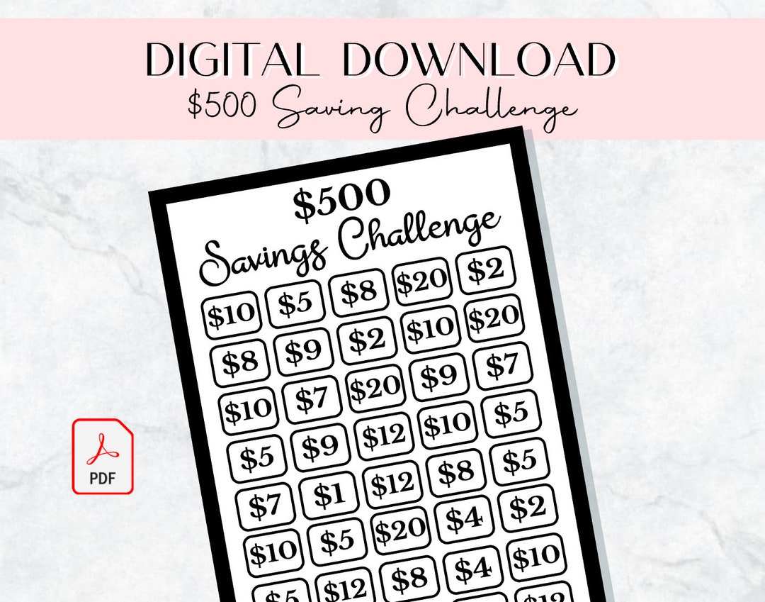 500 Savings Challenge, Savings Challenge Printable, Savings Tracker ...