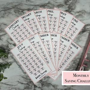 12 Month Savings Challenge, Monthly Savings Challenge, Savings ...