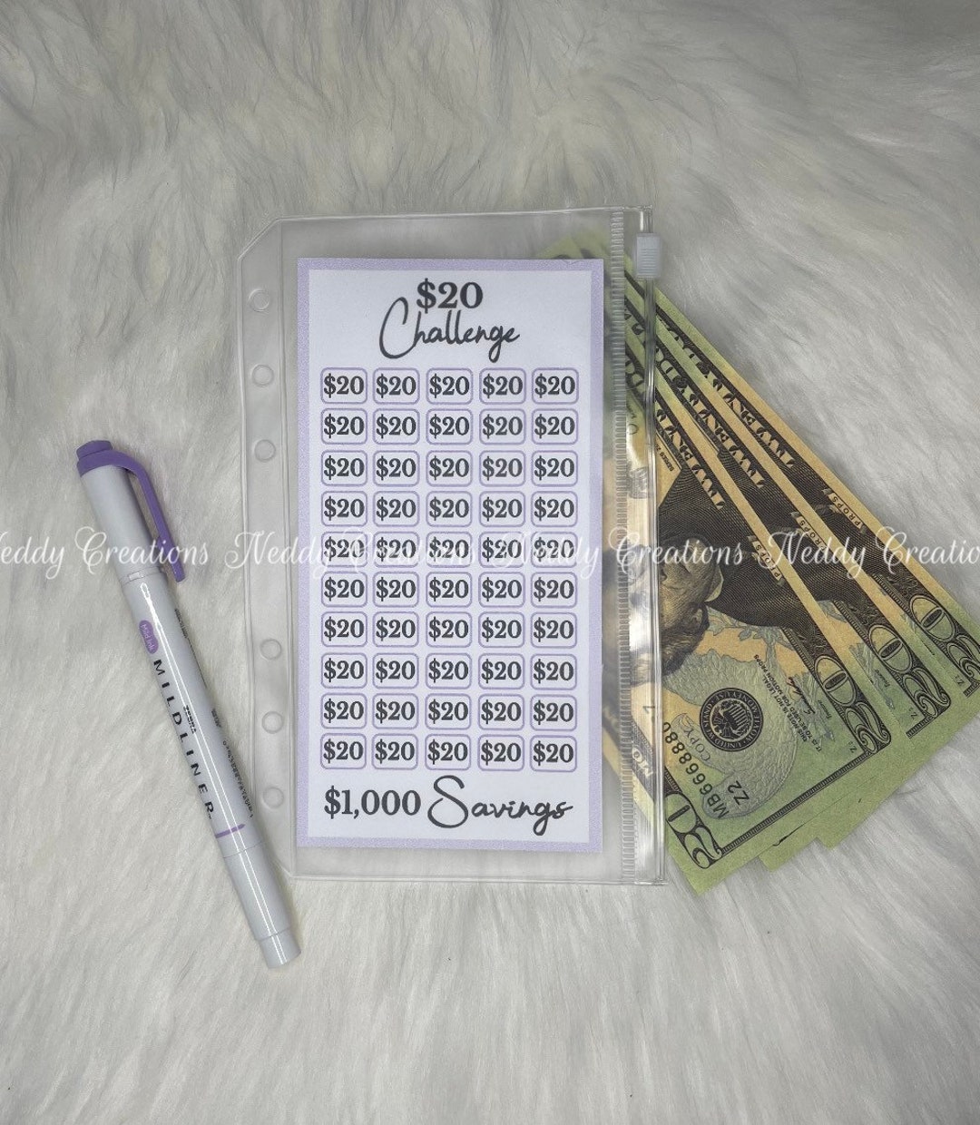 20 Dollar Savings Challenge Savings Challenge Envelopes - Etsy