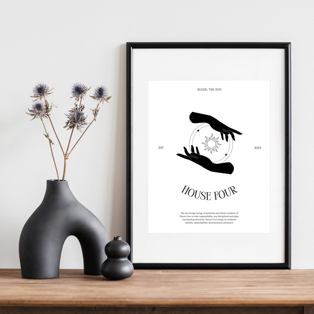 House Number 4 / Cosmic Design Set of 2 / Numerology Poster Art Four ...