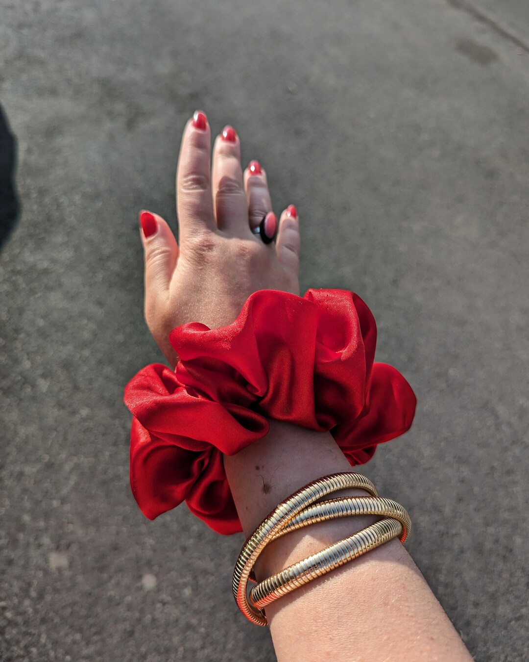Satin Red XL Scrunchie Bold Wrist Accessory Large Luxury - Etsy