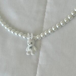 Bunny Pearl Necklace White Rabbit Pendant for Animal Lover Friend ...