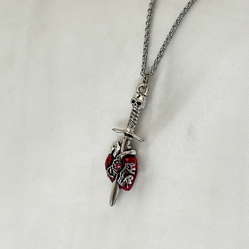 Heart and Sword Necklace - Etsy