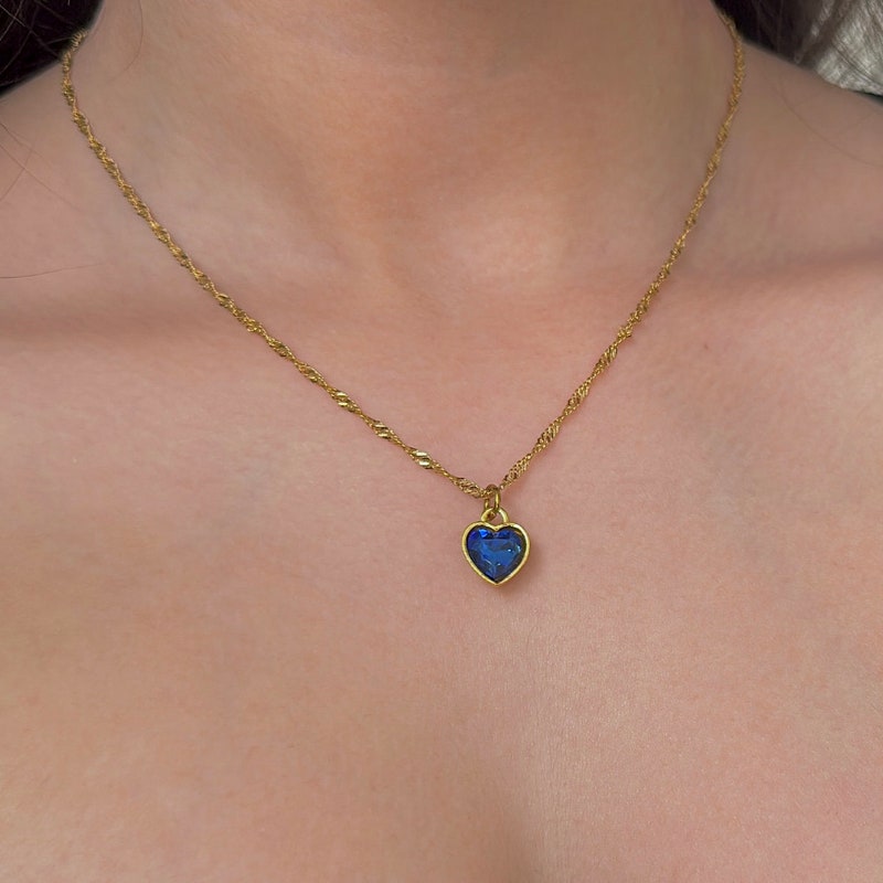 Blue Heart Necklace - Etsy