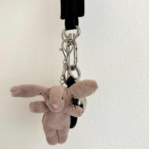 Bunny Keychain Brown Rabbit Pendant Bag Charm Fluffy Animal Toy Key ...