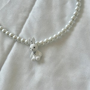 Bunny Pearl Necklace White Rabbit Pendant for Animal Lover Friend ...