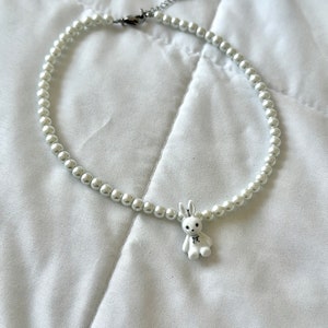 Bunny Pearl Necklace White Rabbit Pendant for Animal Lover Friend ...