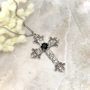 Matching Jewelry Set Silver Cross Necklace Vintage Big Cross Pendant ...