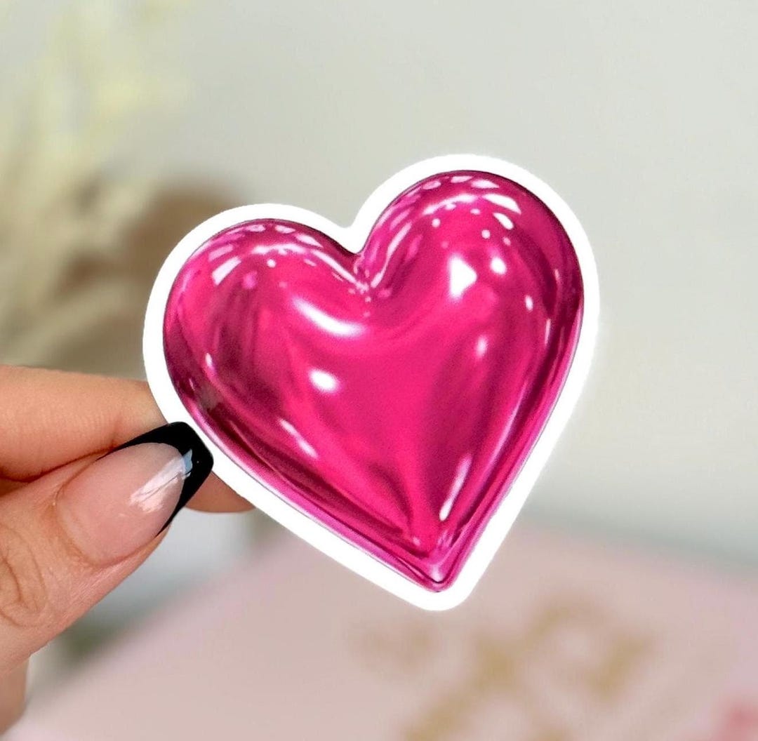 Heart Sticker Pink Aesthetic Balloon Heart Shape Decal 3D Holographic ...
