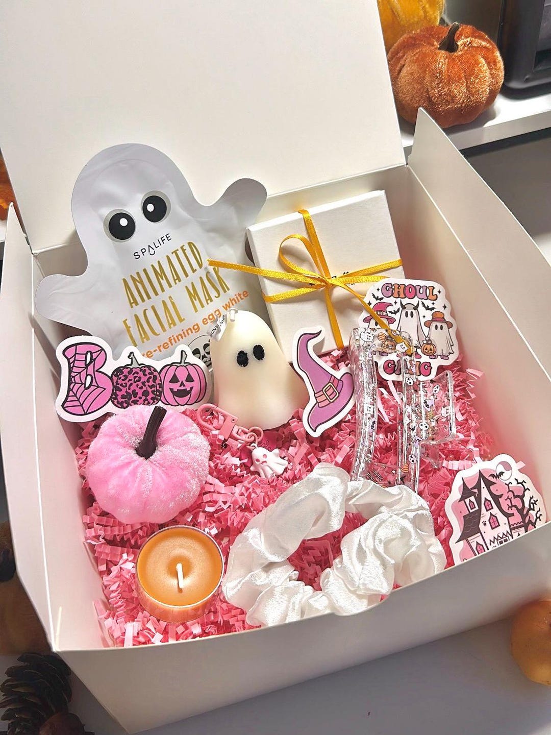Halloween Gift Box for Her Pink Spooky Basket Gift for Friend Boo ...