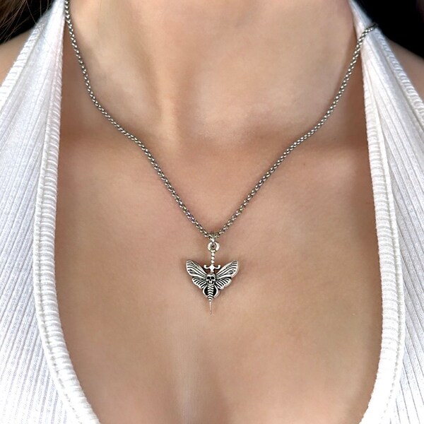 Moth Necklace - Etsy