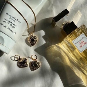 Heart Locket Necklace 18k Gold Coquette Jewelry Gift for Her Dainty ...