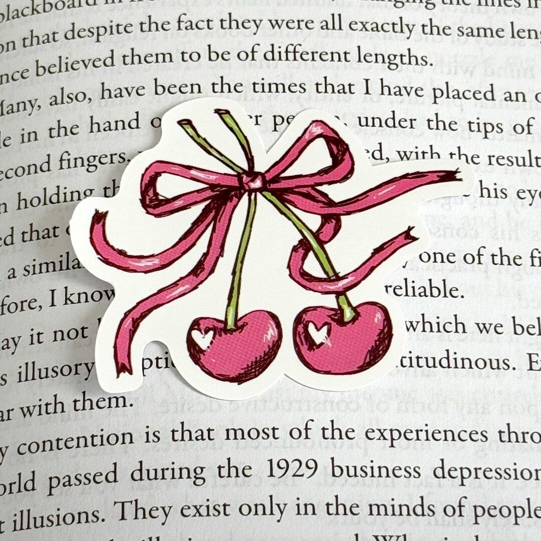 Cherry Sticker Pink Bow Coquette Sticker Cherry Aesthetic Pink Girly ...