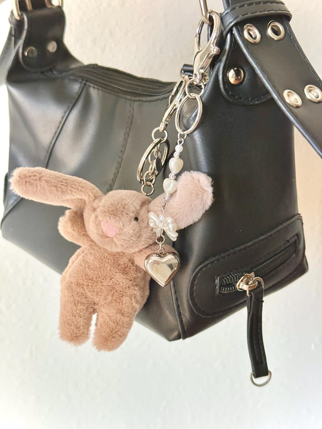 Bunny Keychain Brown Rabbit Pendant Bag Charm Fluffy Animal Toy Key ...