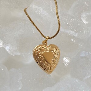 Heart Locket Necklace 18k Gold Coquette Jewelry Gift for Her Dainty ...