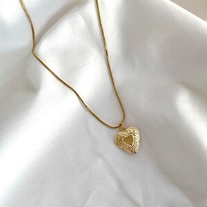 Heart Locket Necklace 18k Gold Coquette Jewelry Gift for Her Dainty ...